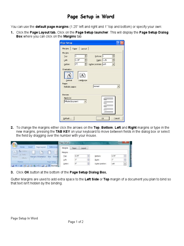 Page Setup In Word Page 1 Of 2 PDF