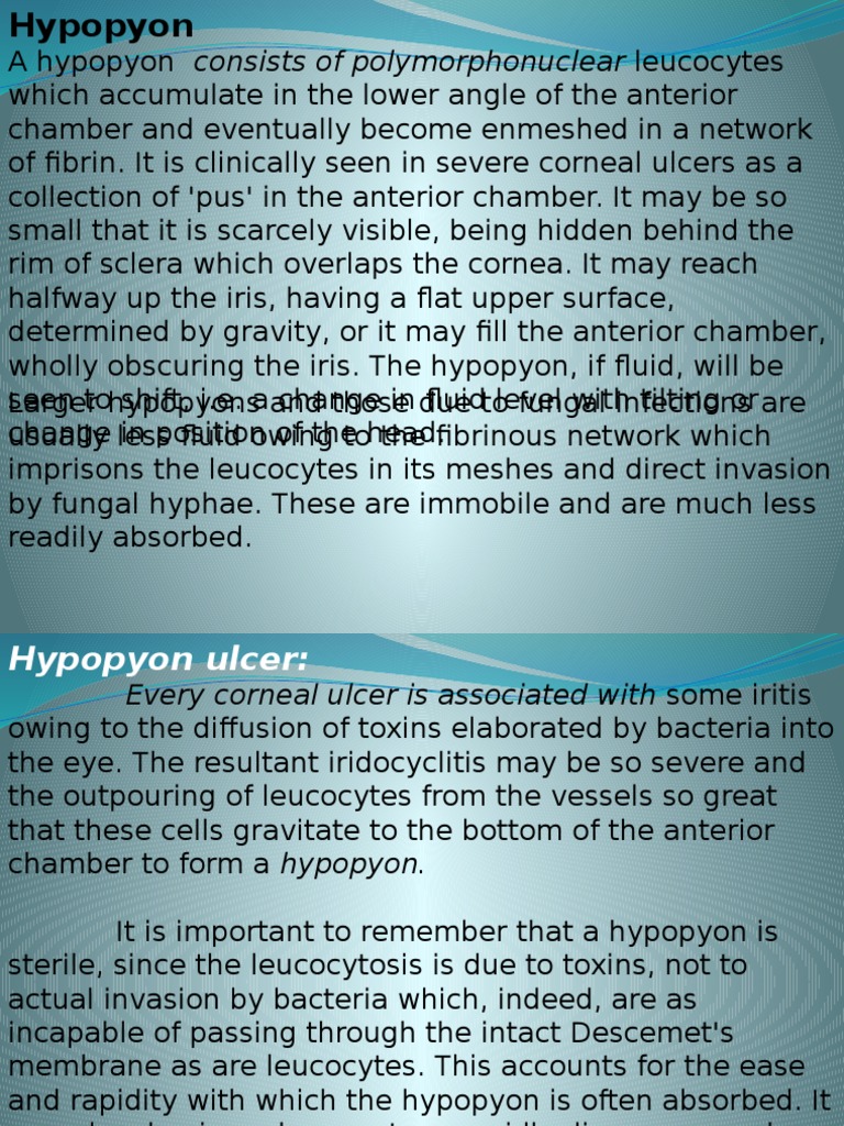 Hypopyon Corneal Ulcer | PDF
