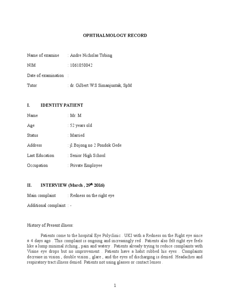 Ophthalmology Record | PDF | Human Eye | Sensory Organs