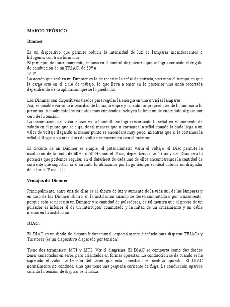 Dimmer Con Triac y Diac | PDF | Transistor | Corriente eléctrica