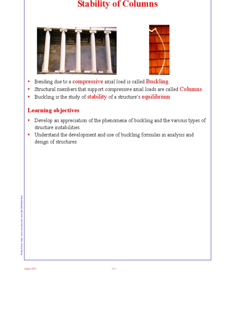 Structural stability of column | Buckling | Column