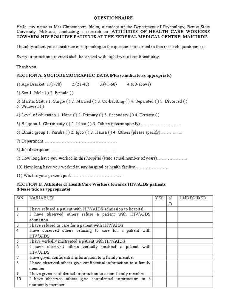 TEMI' Questionnaire | PDF | Patient | Hiv/Aids
