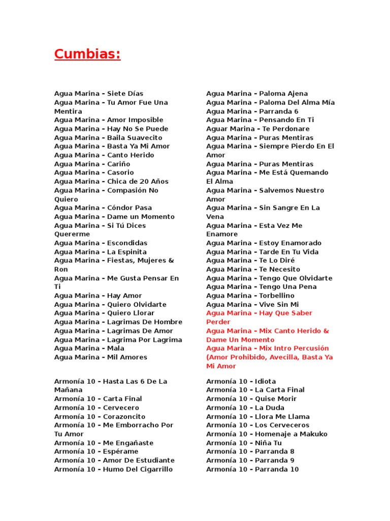 Lista de Midis (Midis Peruanos) | PDF | Música dance | Musica Latinoamericana