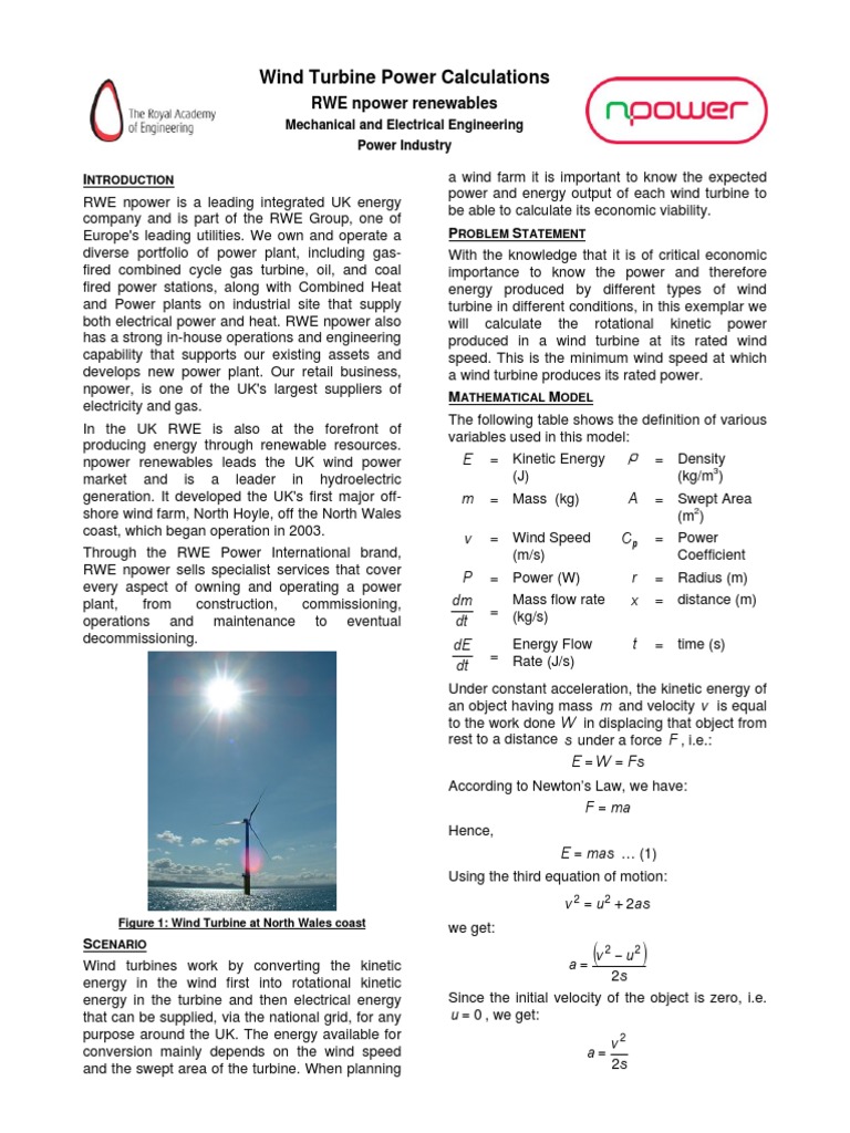 Wind Turbine Power Calculations | PDF | Wind Power | Power Station