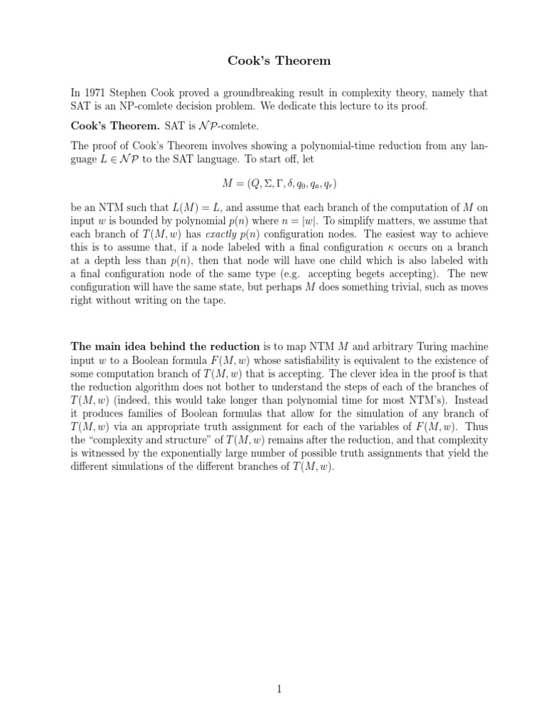 Cook | PDF | Mathematical Logic | Theoretical Computer Science