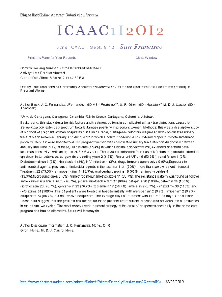 Icaac: San Francisco | PDF | Urinary Tract Infection | Beta Lactamase