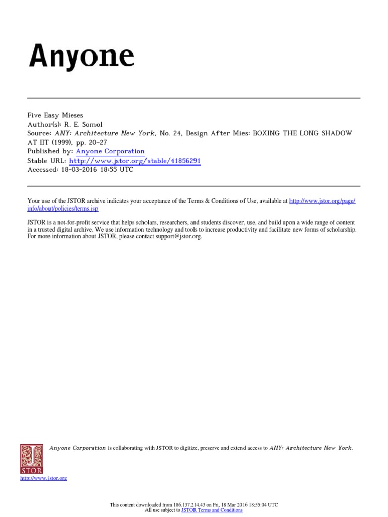 Somol Five Easy Mies | PDF | Nature | Science