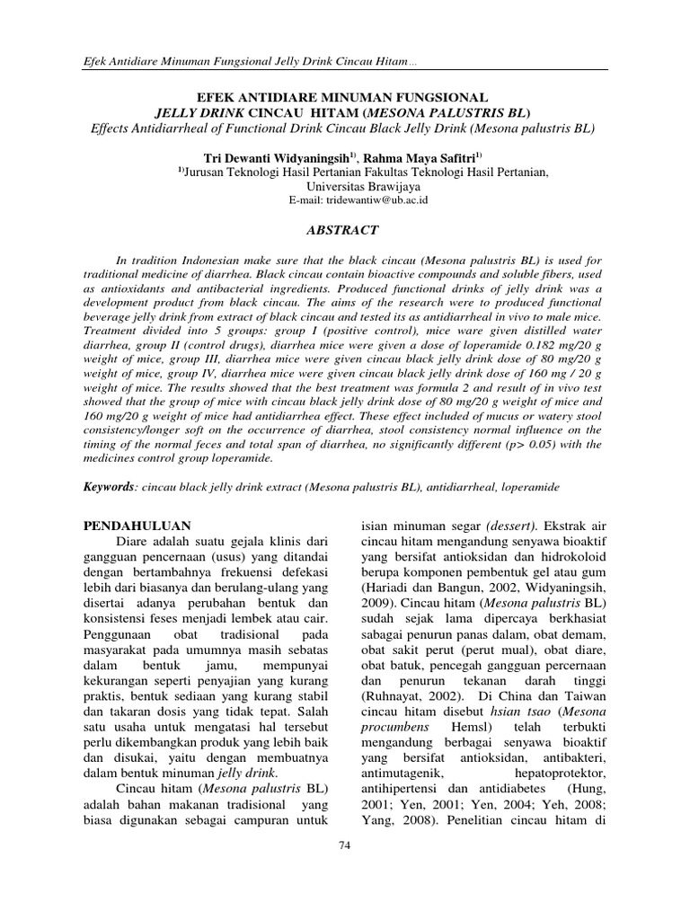 Efek Antidiare Minuman Fungsional Jelly Drink Cincau Hitam (Mesona ...