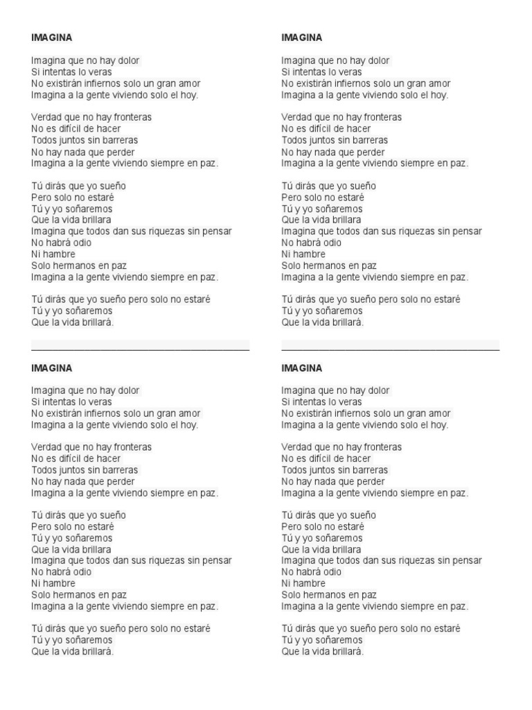 Letra de "Imagina un Corazón" | PDF