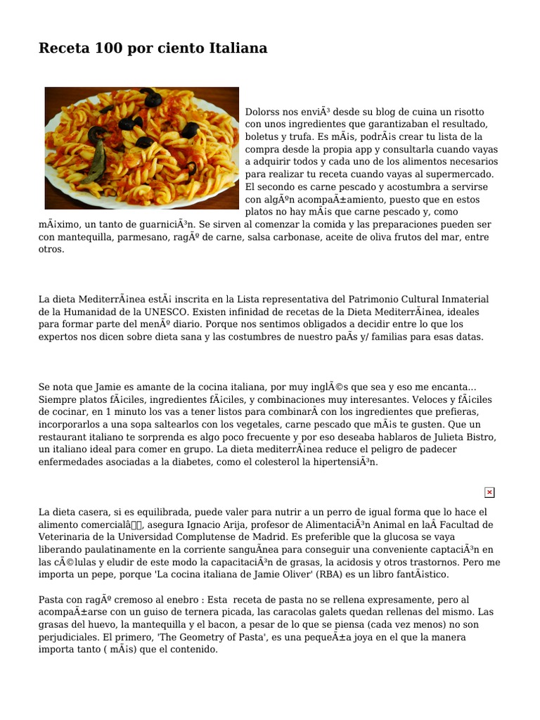 Receta 100 Por Ciento Italiana | PDF | Cocina italiana | Comida y bebida