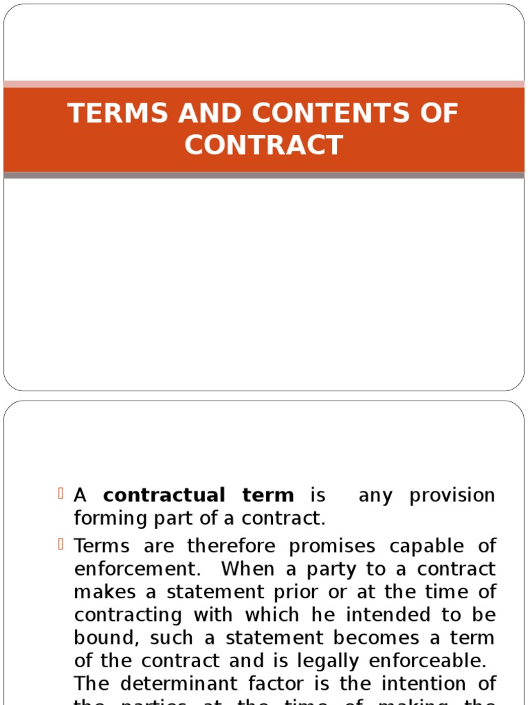 Contract Terms Explained | PDF | Contractual Term | Breach Of Contract