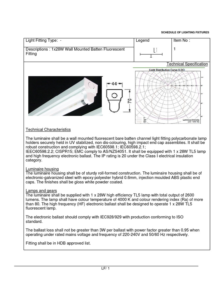 01 Fitting Wall Mounted Batten (1 x28W) | PDF