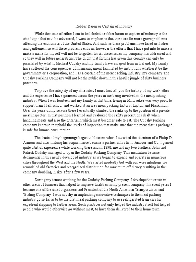 Robber Baron or Captain of Industry Project | PDF | Economies | Business
