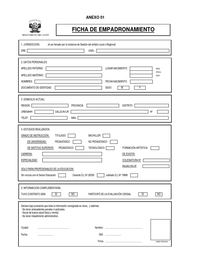 Anexo1 Ficha Empadronamiento | PDF