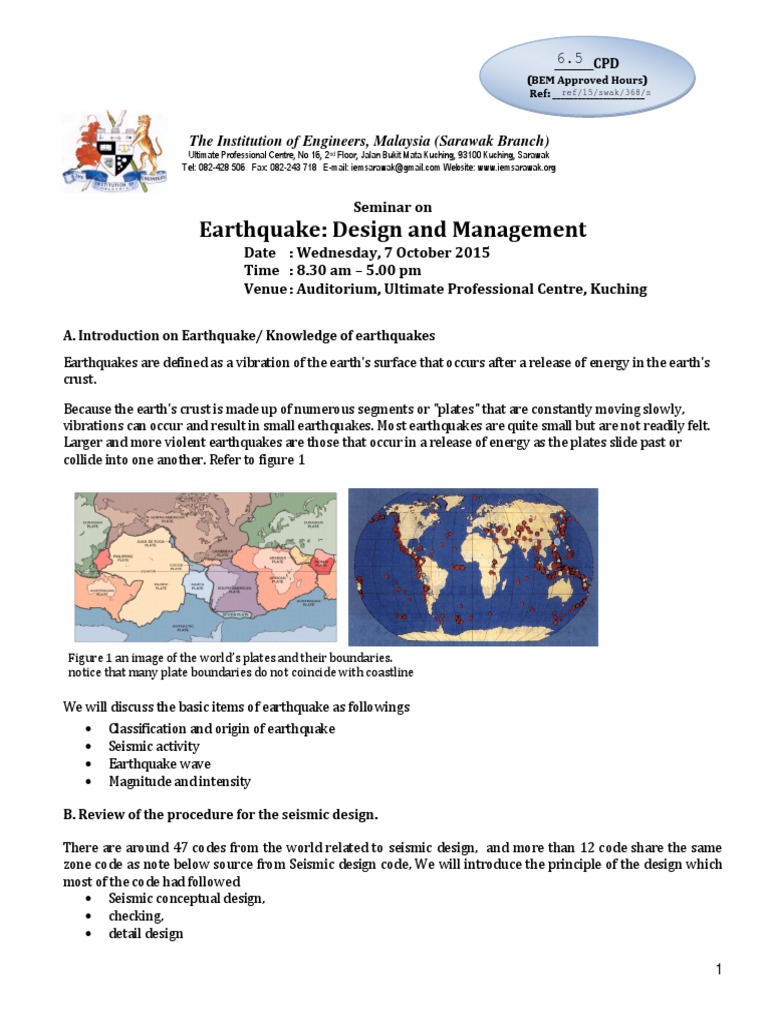 Earthquake Seminar - Flyer IEM SB | PDF | Earthquakes | Plate Tectonics