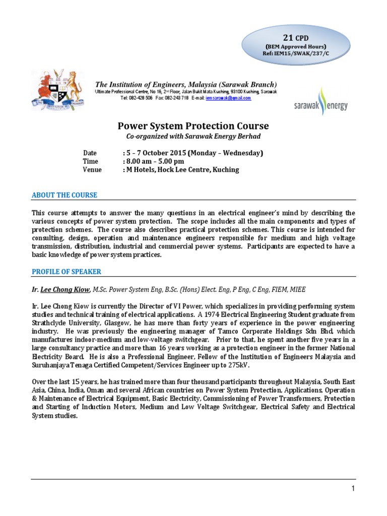 Power System Protection Course | PDF | Relay | Transformer
