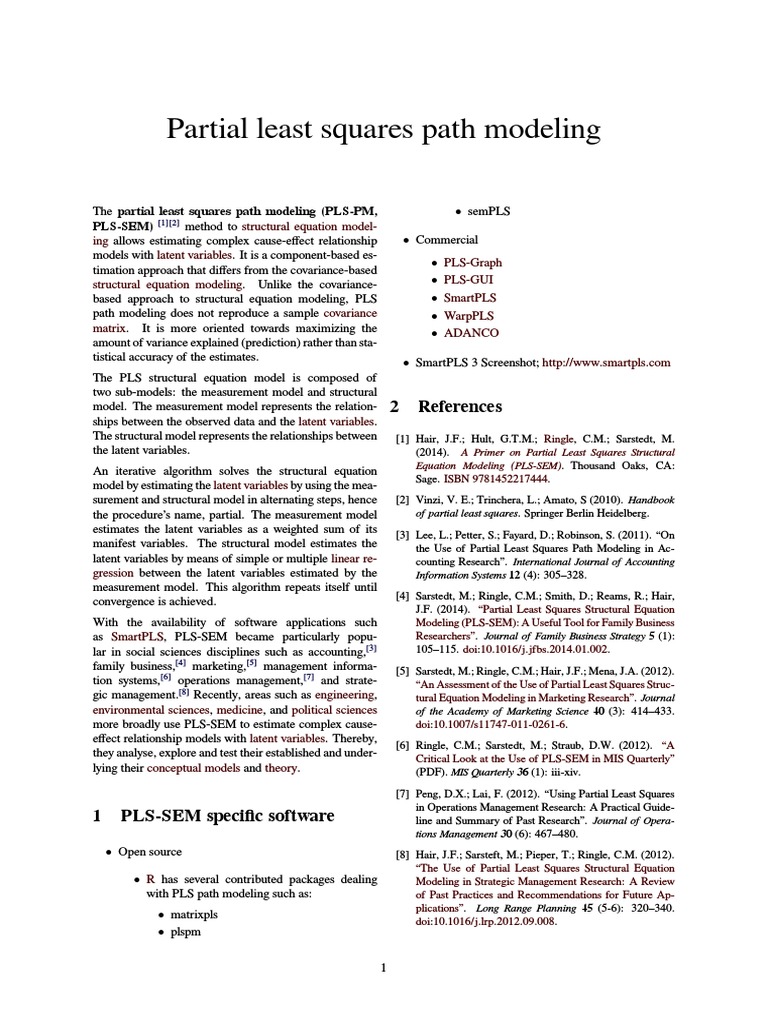 Partial Least Squares Path Modeling | PDF | Structural Equation ... Partial Least Squares Path Modeling | PDF | Structural Equation ...