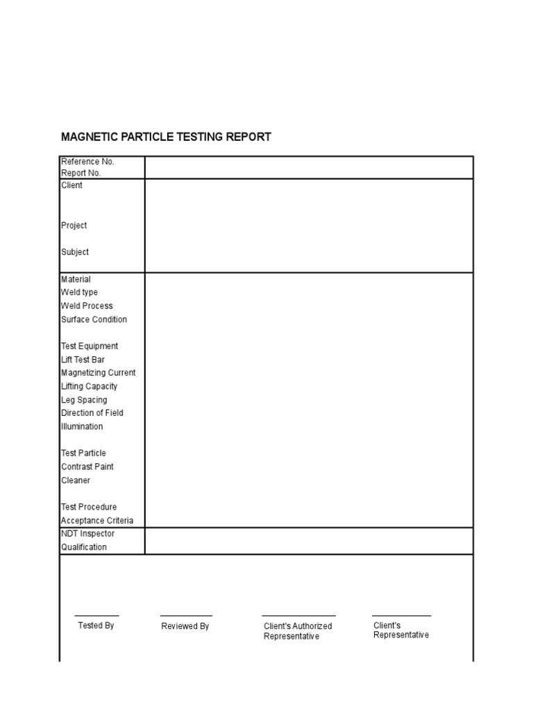 Mpi Report Sample | PDF | Nondestructive Testing | Welding