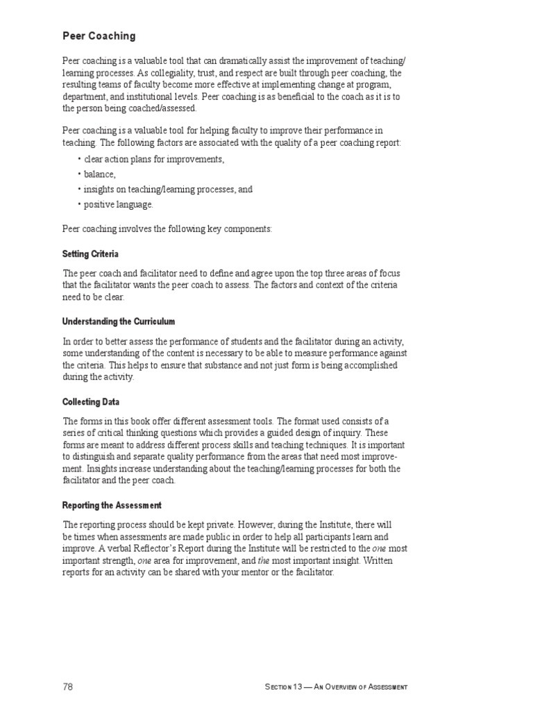 Peer Coaching Form | PDF | Facilitator | Educational Assessment