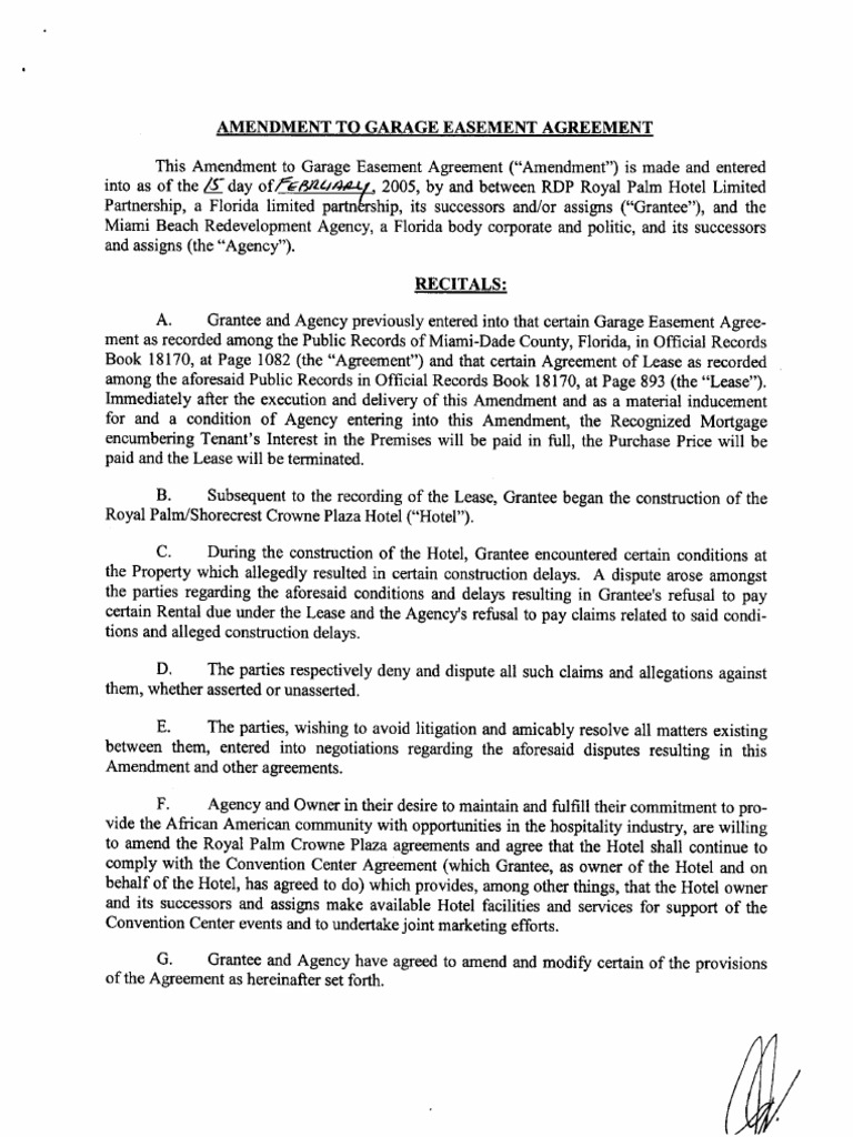 Garage Easement Agreement Amendment | PDF | Notary Public | Lease