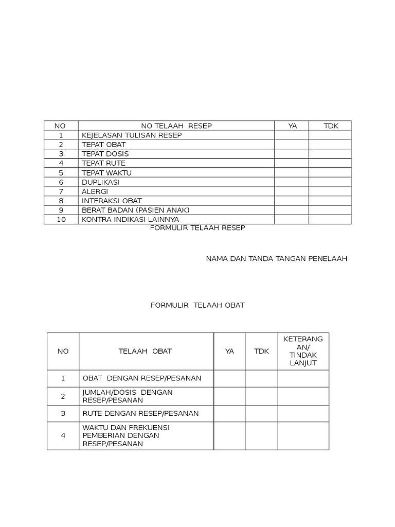 Formulir Telaah Resep | PDF