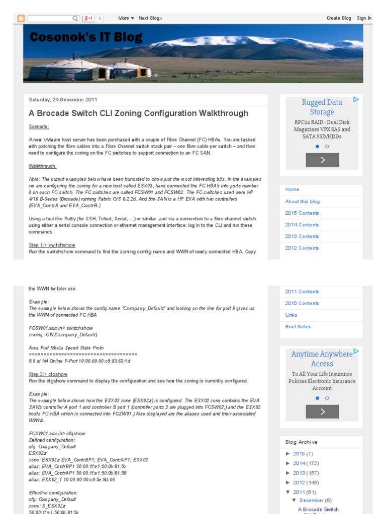 Brocade Switch CLI Zoning Configuration Walkthrough | PDF | Computer ...