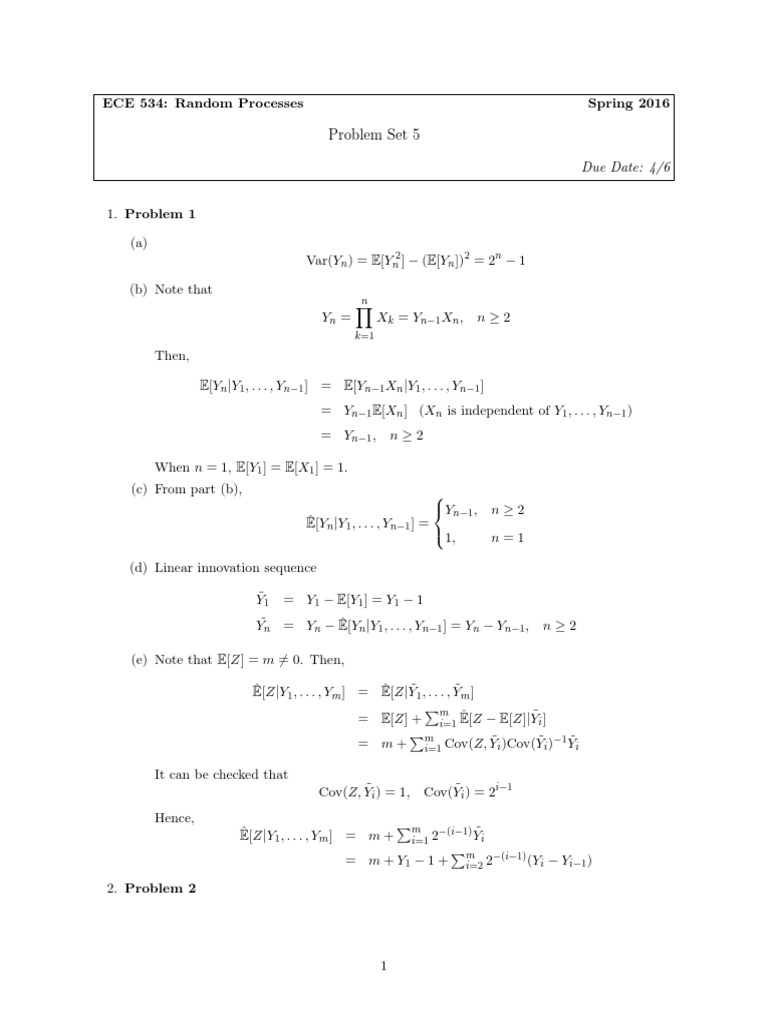 ECE 534 Random Processes Problem Set 5 | PDF | Markov Chain | Stochastic Process