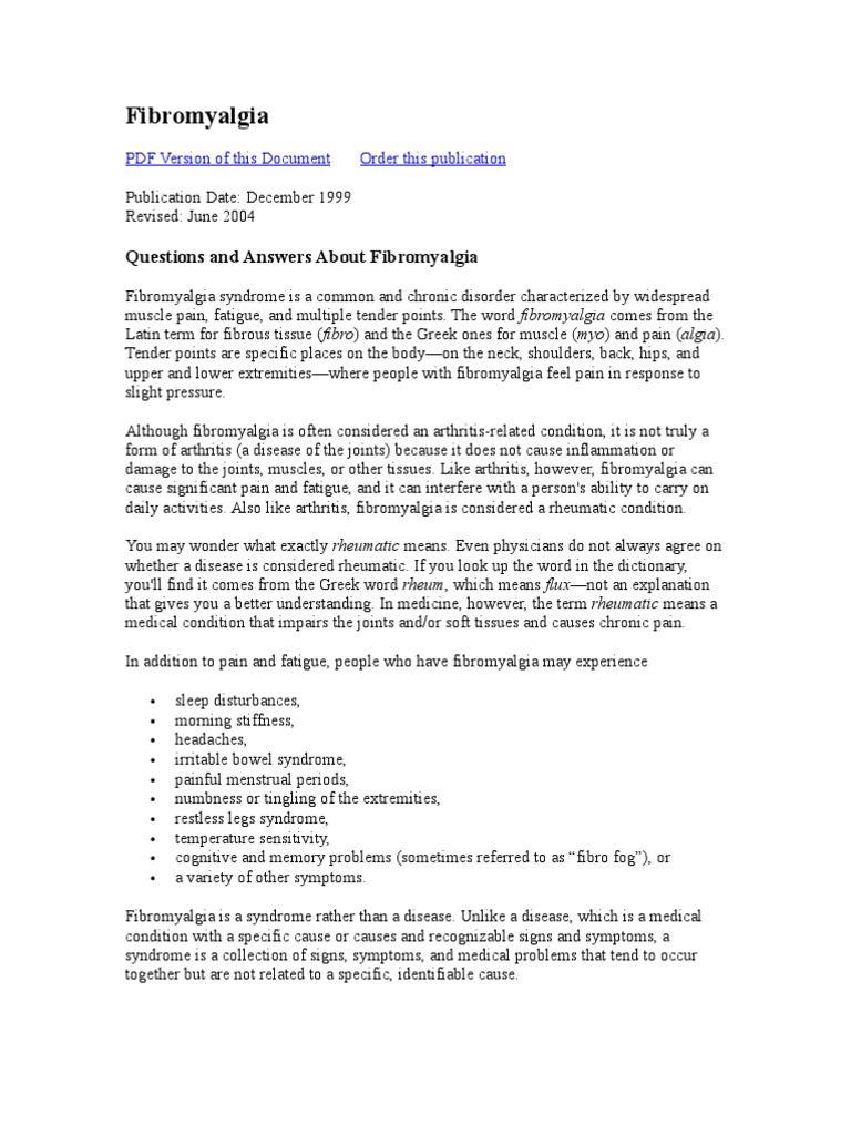 Understanding Fibromyalgia Symptoms and Diagnosis | PDF | Fibromyalgia ...
