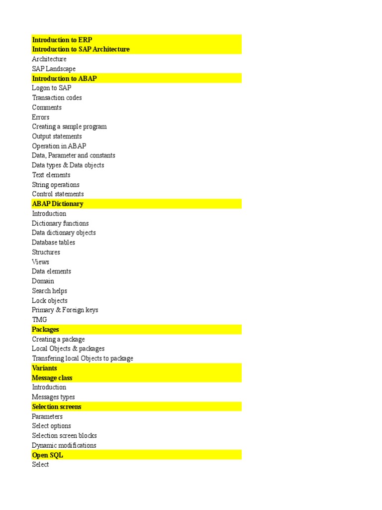 SAP-ABAP Course Content | PDF | Data Management | Computer Engineering