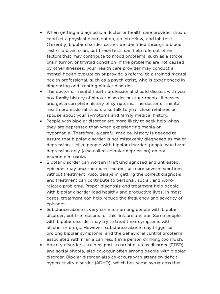 Bipolar Disorder Notes | PDF | Bipolar Disorder | Mania
