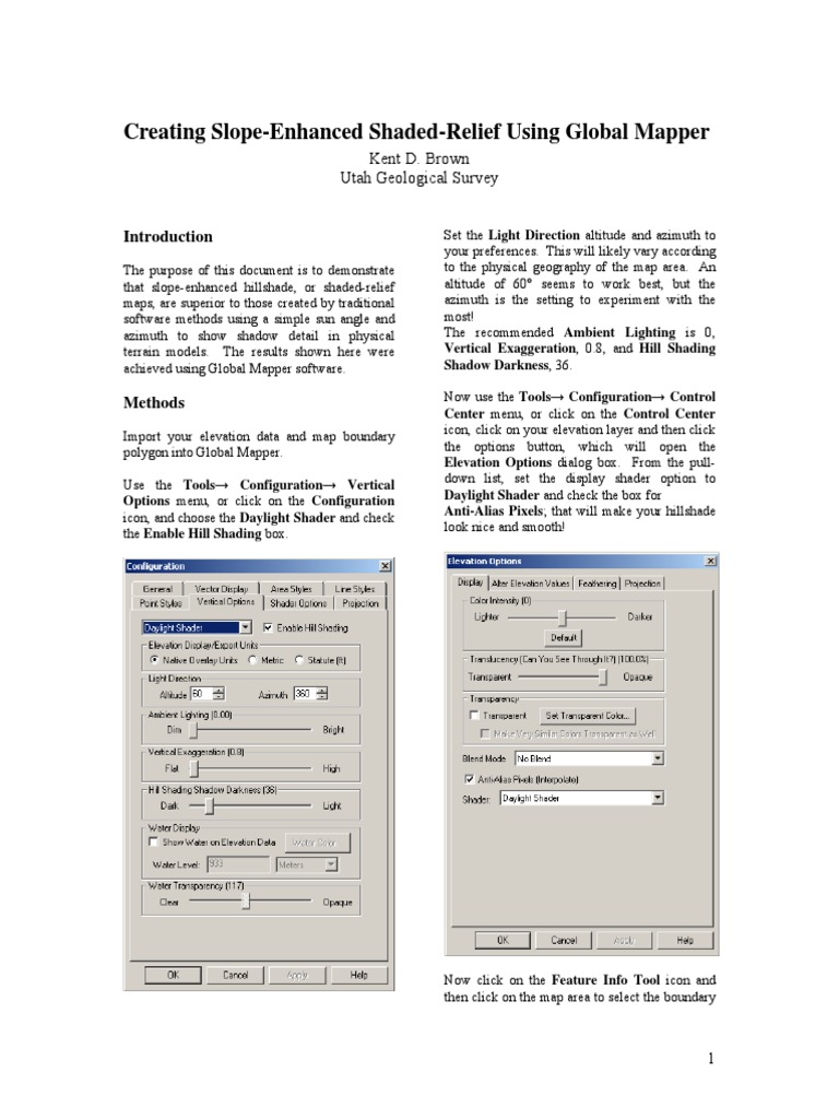 Creating Slope Enhanced Shaded Relief Using Global Mapper | PDF ...