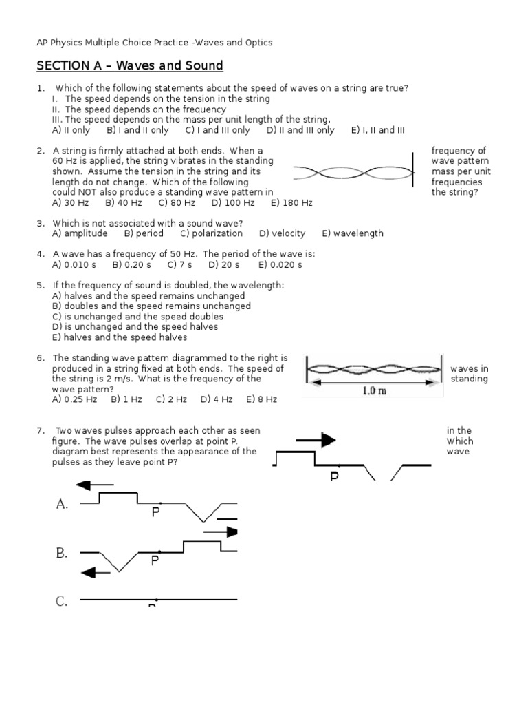 13a-Waves and Optics MC Practice Problems - Section A | PDF | Waves ...