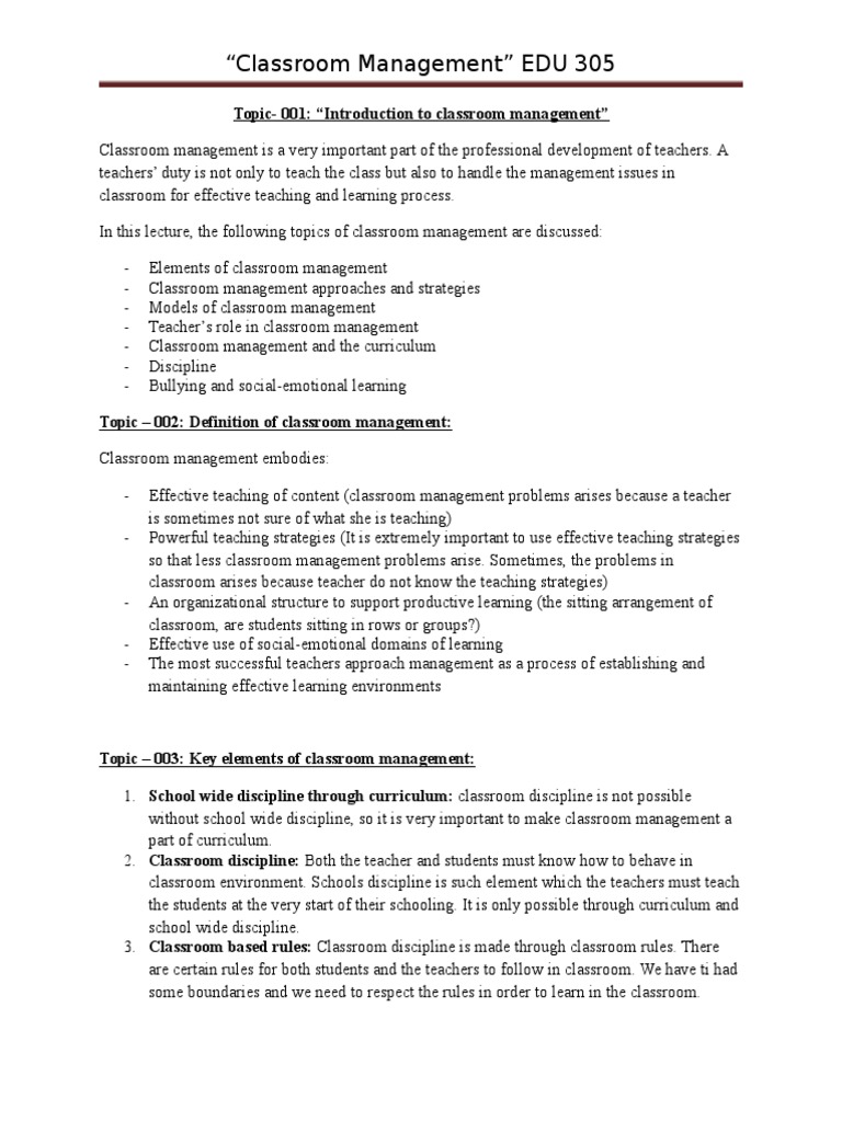 Classroom Management Handouts | PDF | Classroom Management | Classroom