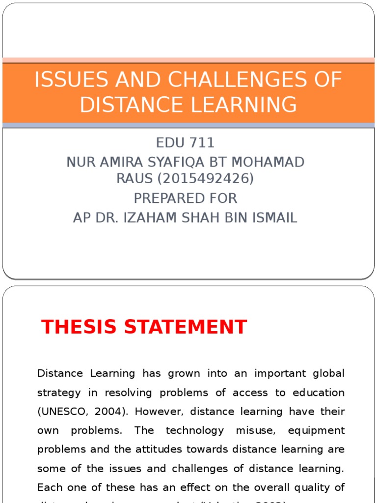 Issues and Challenges of Distance Learning | PDF | Distance Education ...