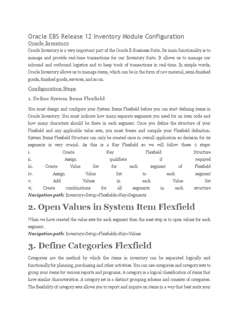 Oracle EBS Release 12 Inventory Module Configuration | PDF | Units Of ...