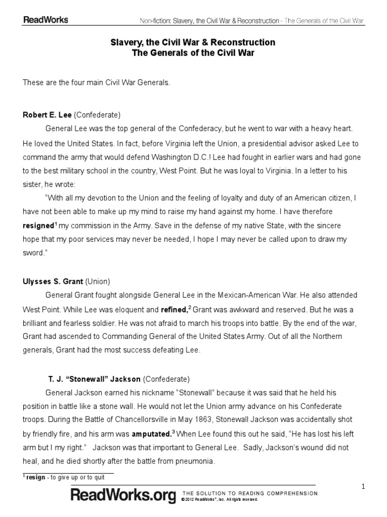 870 Slavery The Civil War and Reconstruction The Generals of The Civil ...