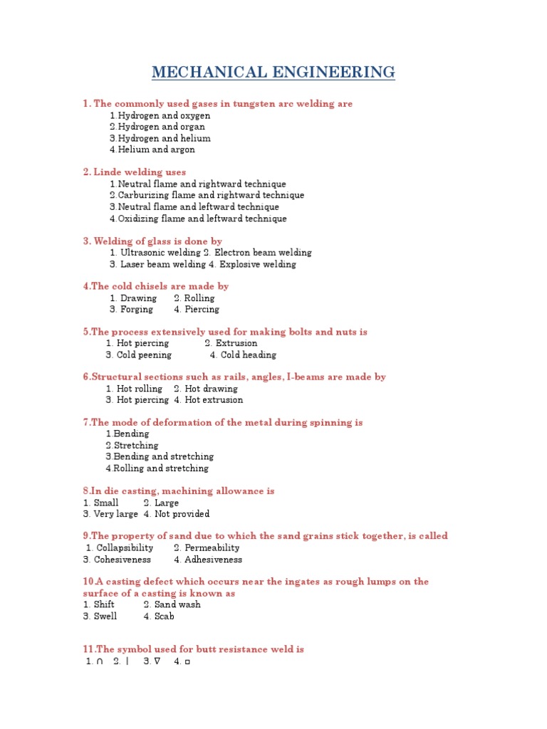 Mechanical Engineering Exam | PDF | Sheet Metal | Gear