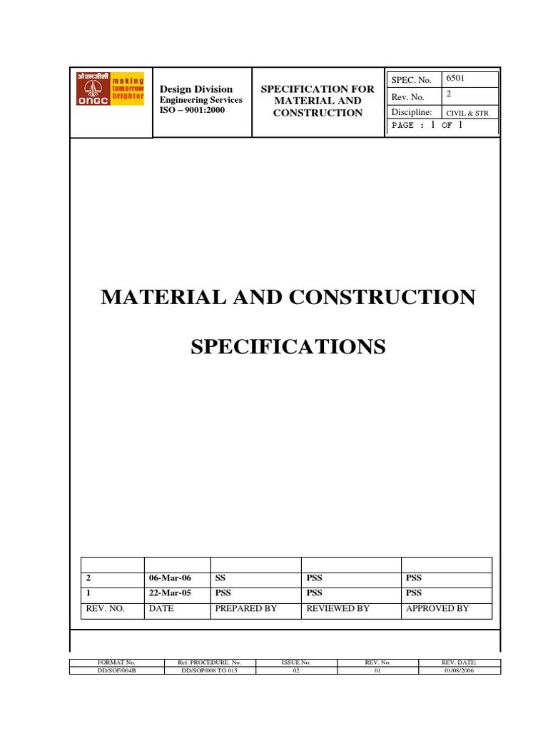 Civil Specs | PDF | Specification (Technical Standard) | Concrete
