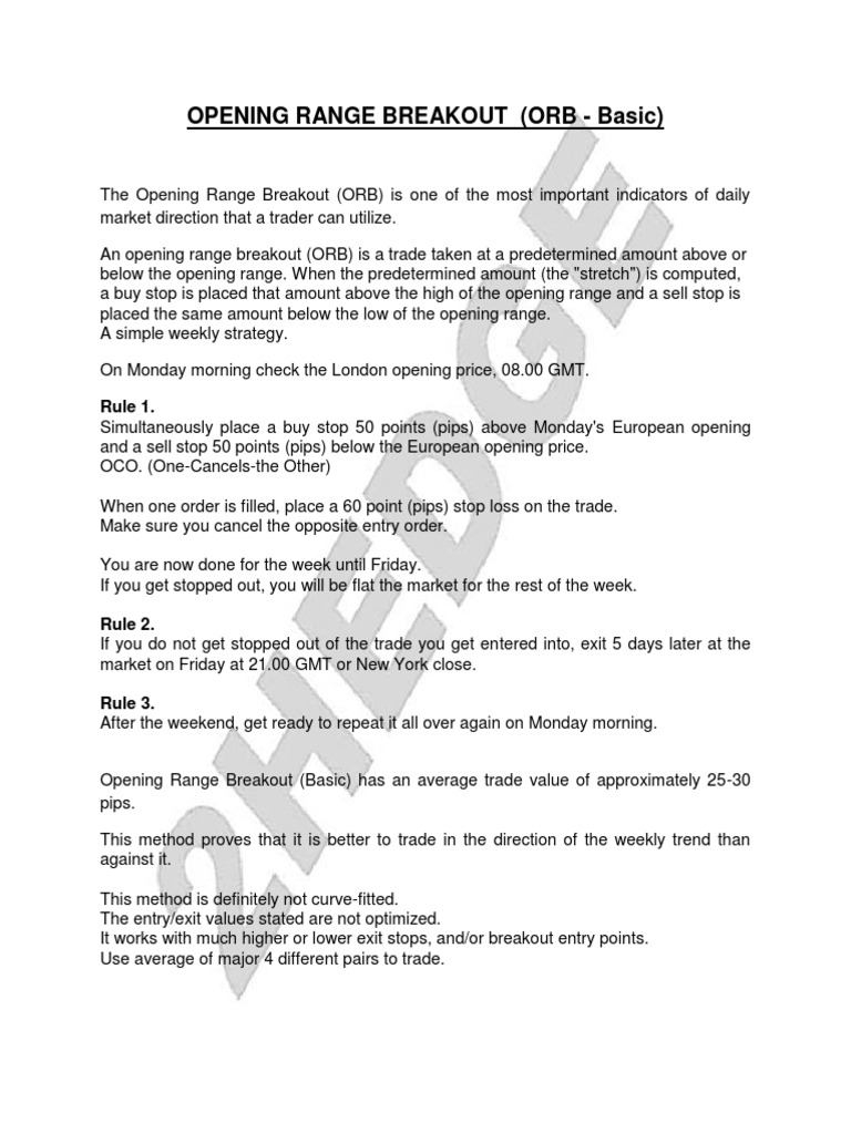 Opening Range Breakout (Orb - Basic) : Rule 1 | Download Free PDF | Day ...