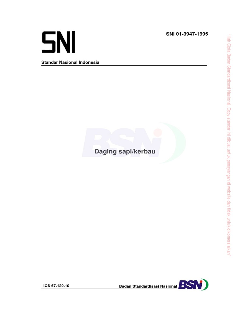 SNI 01-3947-1995 Daging Kerbau Sapi | PDF