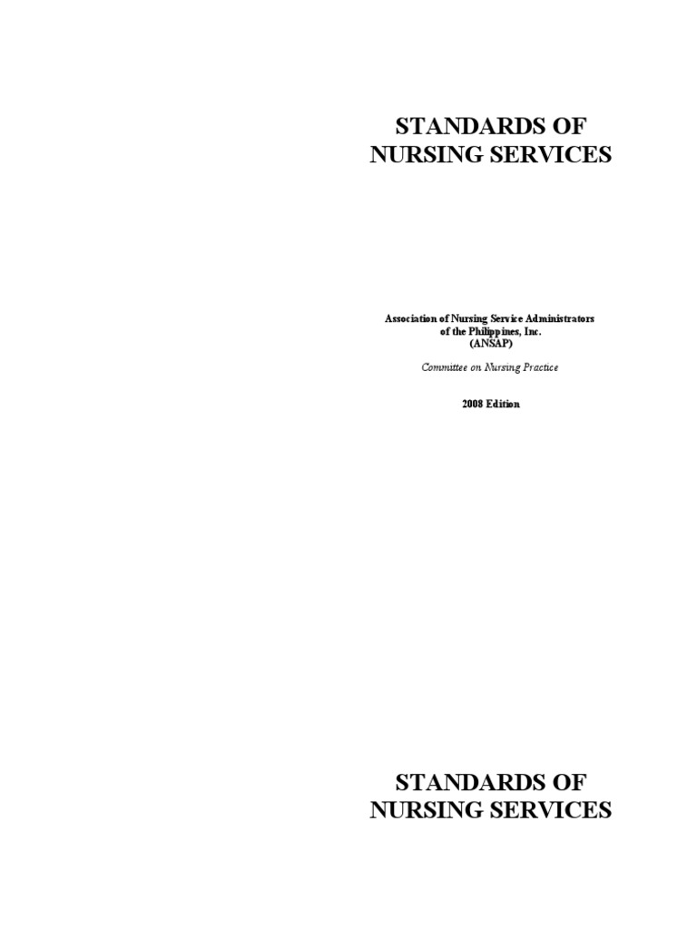 Standards of Nursing Services ANSAP | PDF | Nursing | Patient