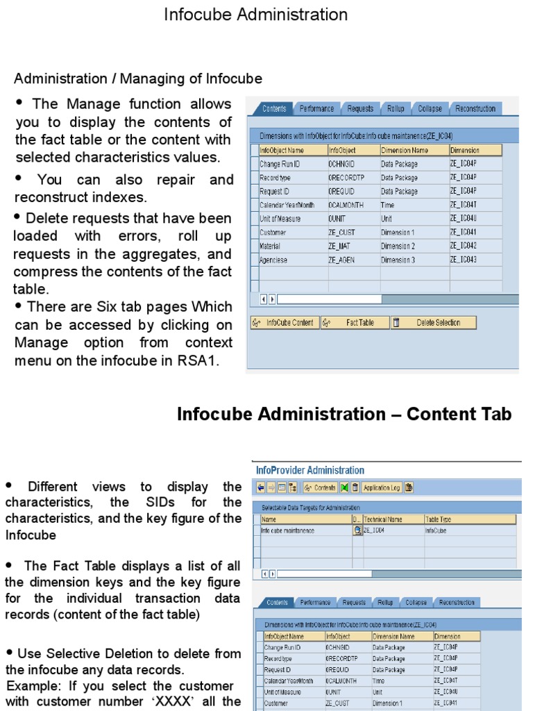 SAP BW Infocube Administration | PDF | Database Index | Information Science