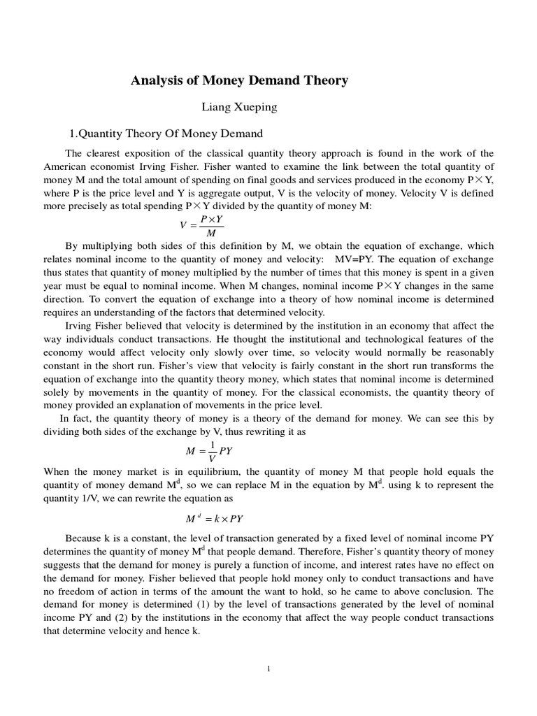 Análisis de La Demanda Monetaria - Xueping | PDF | Demand For Money ...