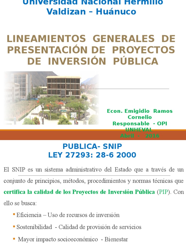SNIP, Resumen (Sistema Nacional de Inversion Publica) | PDF ...