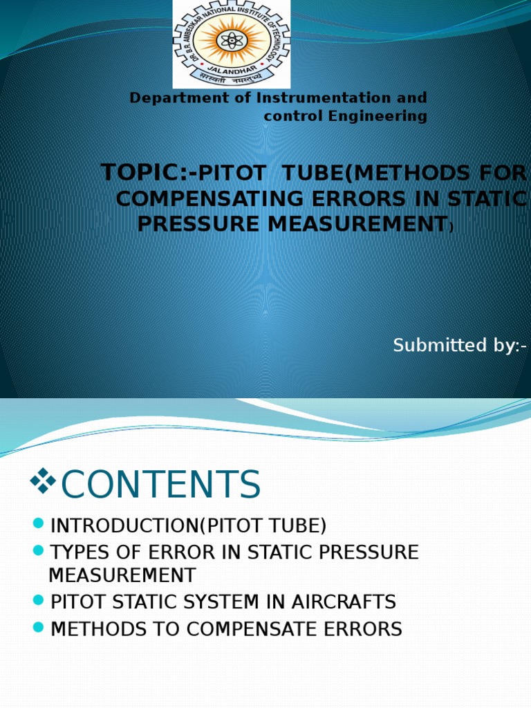 Pitot Tube (Types of Error and Their Corrective Measures) | PDF