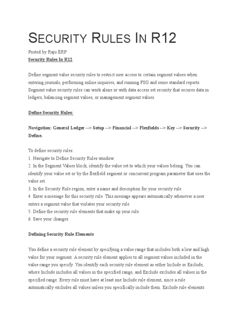 Security Rules in R12 | PDF | Operating System | Digital Technology