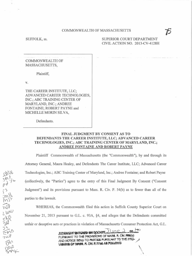 American Career Institute Consent Judgment | PDF | Consent Decree ...