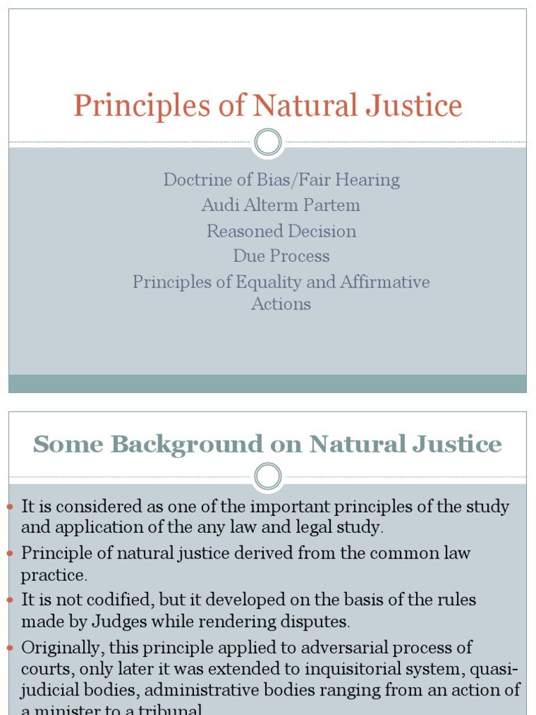 Principle of Natural Justice - Chapter 9 | PDF | Due Process Clause ...