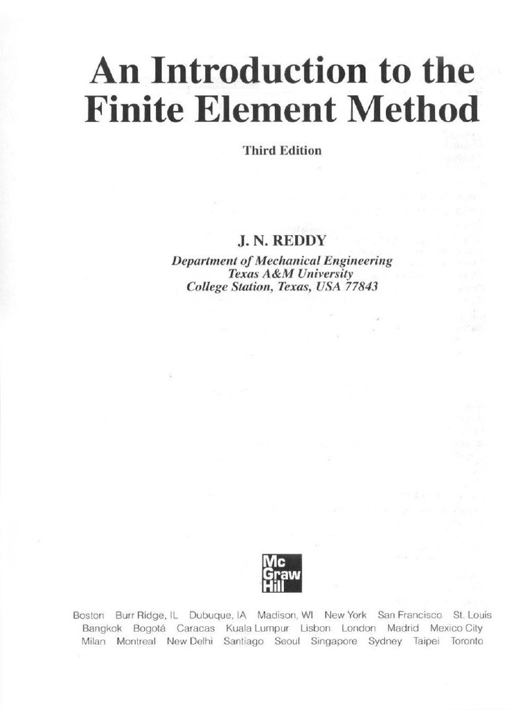 An Introduction To The Finite Element Method by J N Reddy PDF | PDF
