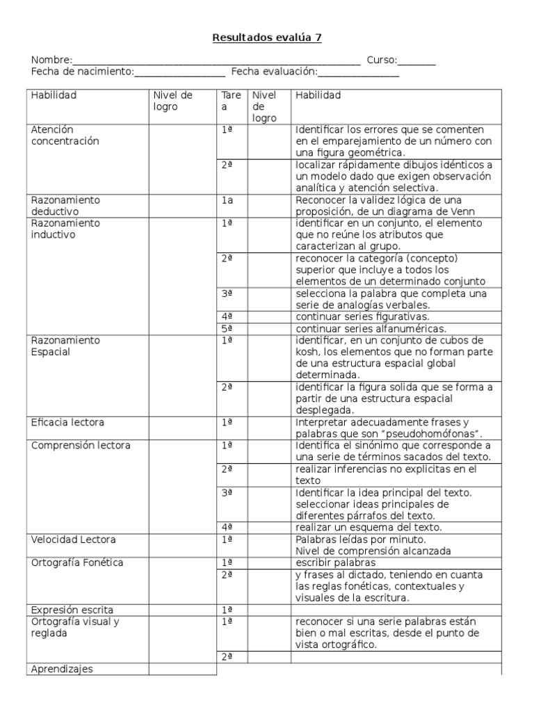 Protocolos Evalúa 7,8, 9 | PDF | Comprensión lectora | Razón